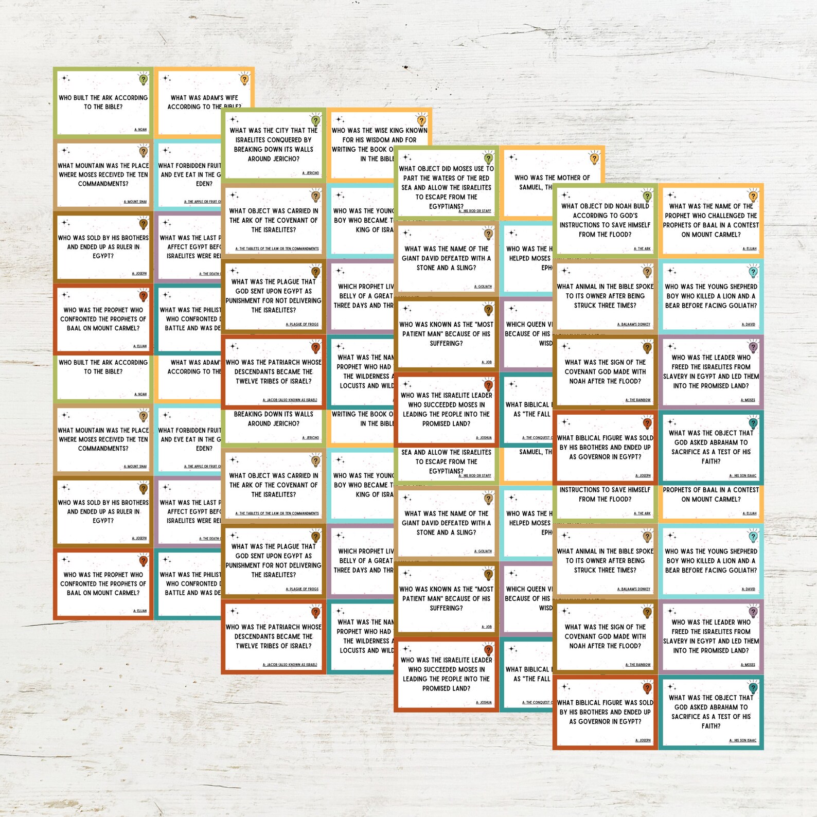 120 Bible Trivia Cards Bible Trivia Questions Printable Bible Trivia ...