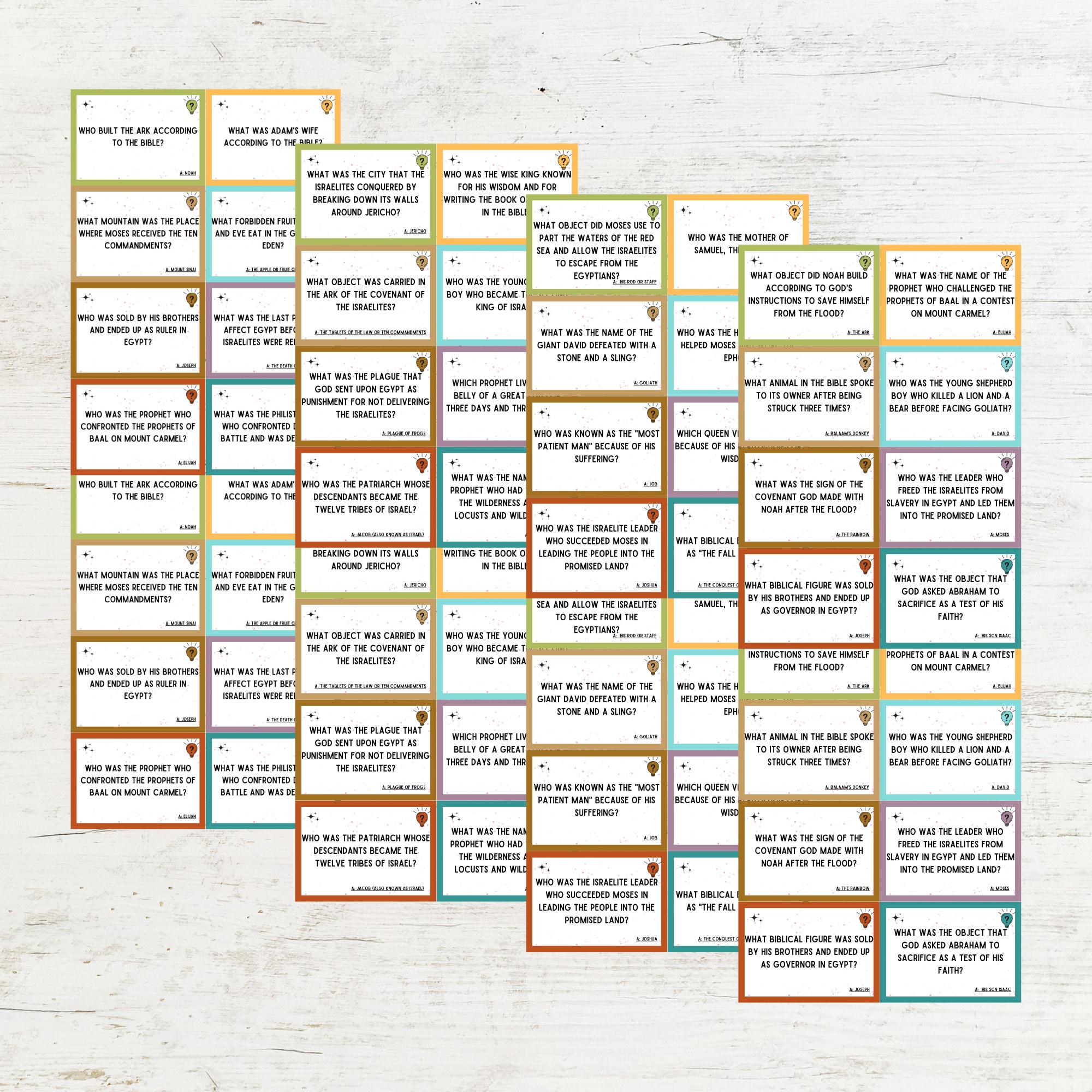 120 Bible Trivia Cards | Bible Trivia Questions | Printable Bible ...