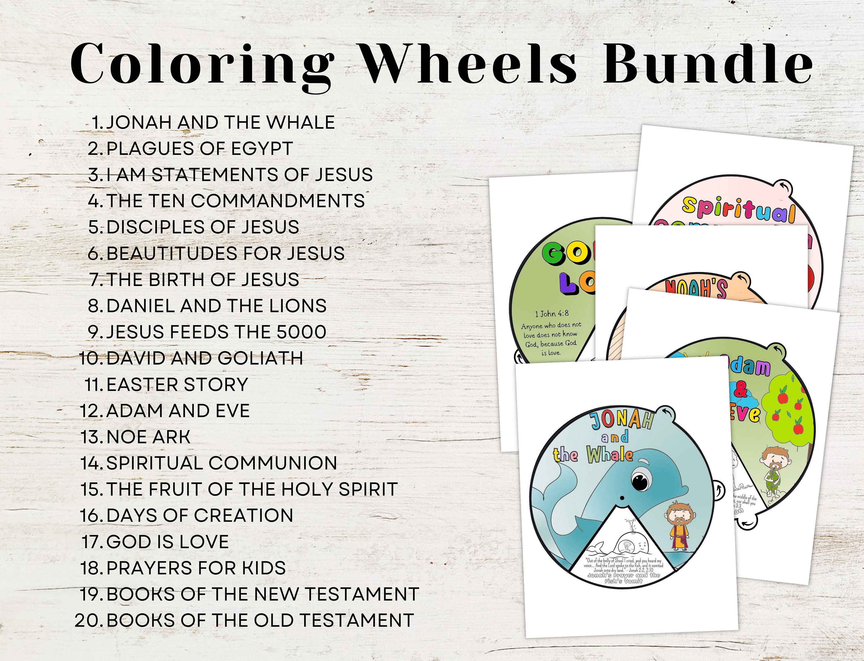 Coloring Wheel Bundle, Sunday School, Biblical Story, Coloring Wheel ...