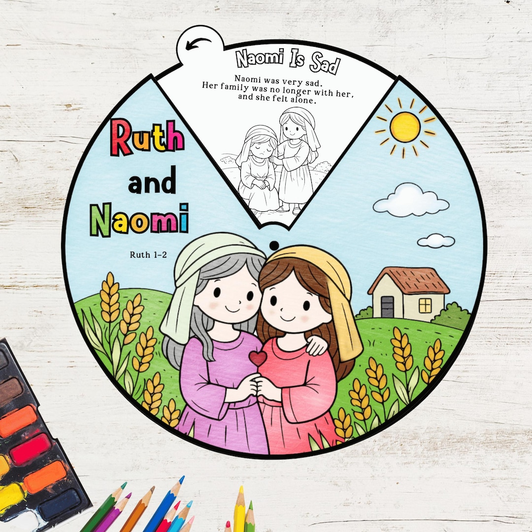 Ruth and Naomi Coloring Wheel | Bible Story Activity for Kids ...