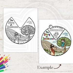 The Story of Zacchaeus Coloring Wheel, Bible Story Activity for Kids ...