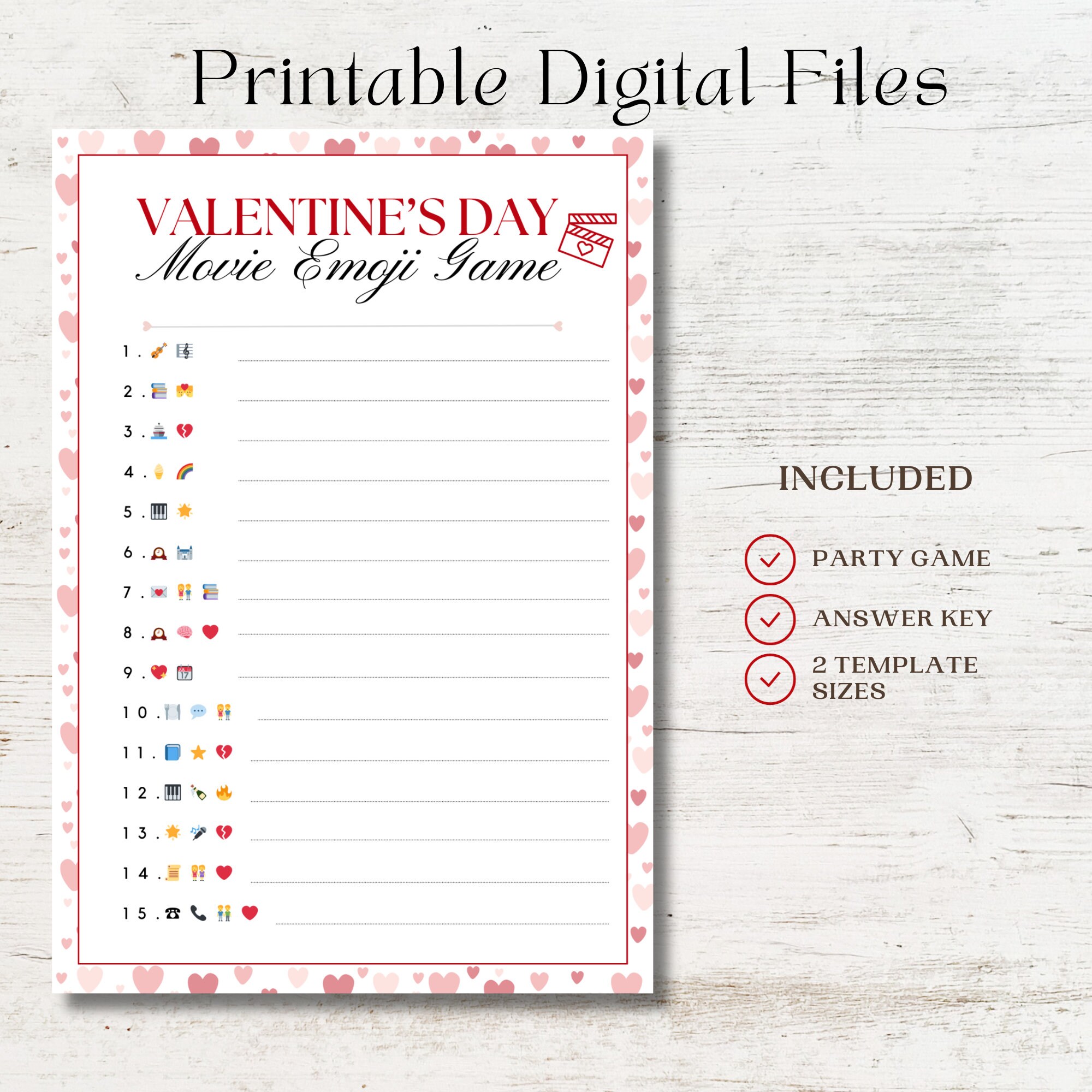 Valentines Day Movie Emoji Game Valentines Day Party Game Valentines ...