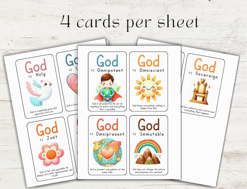Attributes of God and Jesus Flashcards for Kids | Christian Education ...