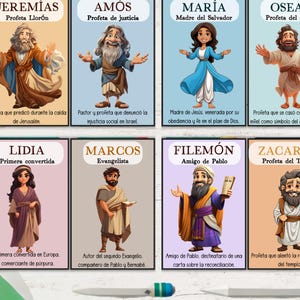 100 Bible Character Educational Cards IN SPANISH, Activity for Kids ...