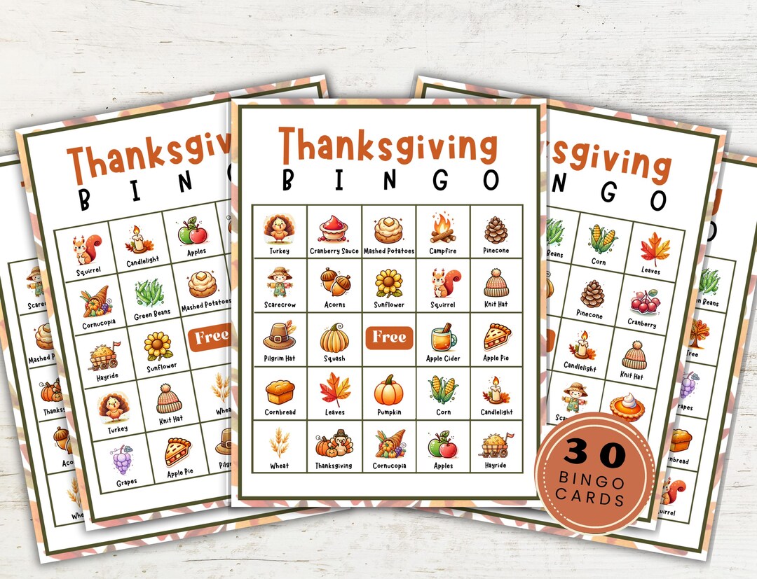 Thanksgiving Bingo, Thanksgiving Activity, Kids Thanksgiving Party Game ...