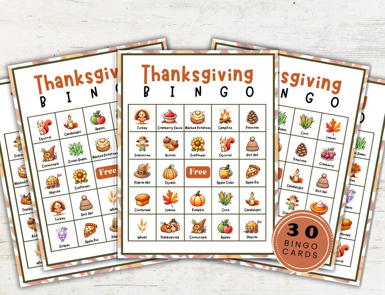 Thanksgiving Bingo, Thanksgiving Activity, Kids Thanksgiving Party Game ...