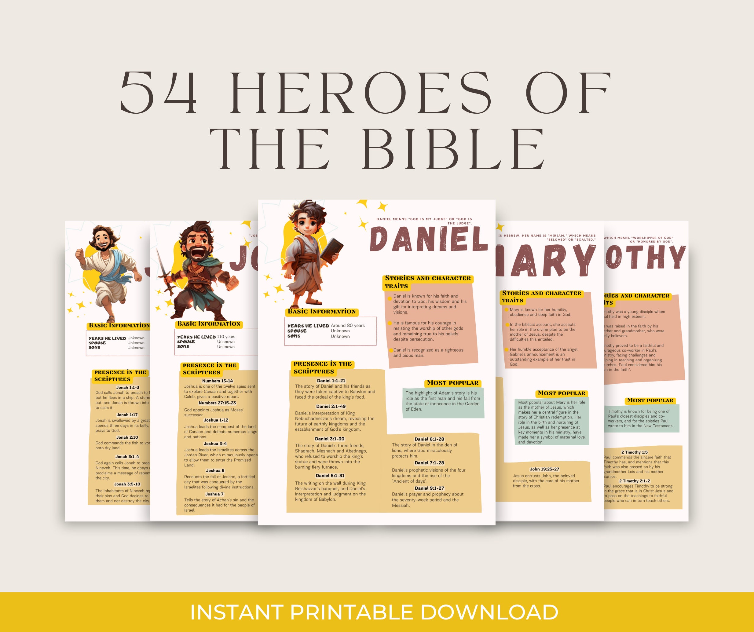 Bible Studies for Children, History of 54 Biblical Heroes, Bible ...