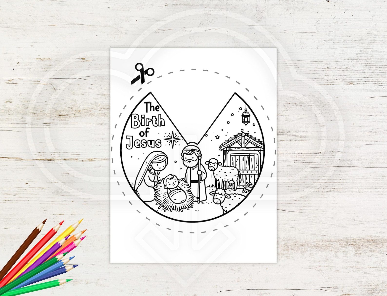 The Birth of Jesus Coloring Wheel, Nativity Story Coloring Wheel ...