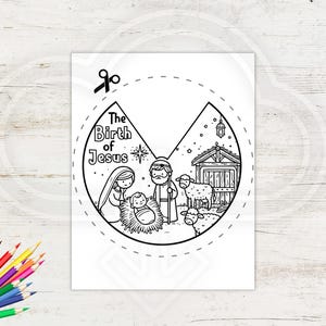 The Birth of Jesus Coloring Wheel, Nativity Story Coloring Wheel ...