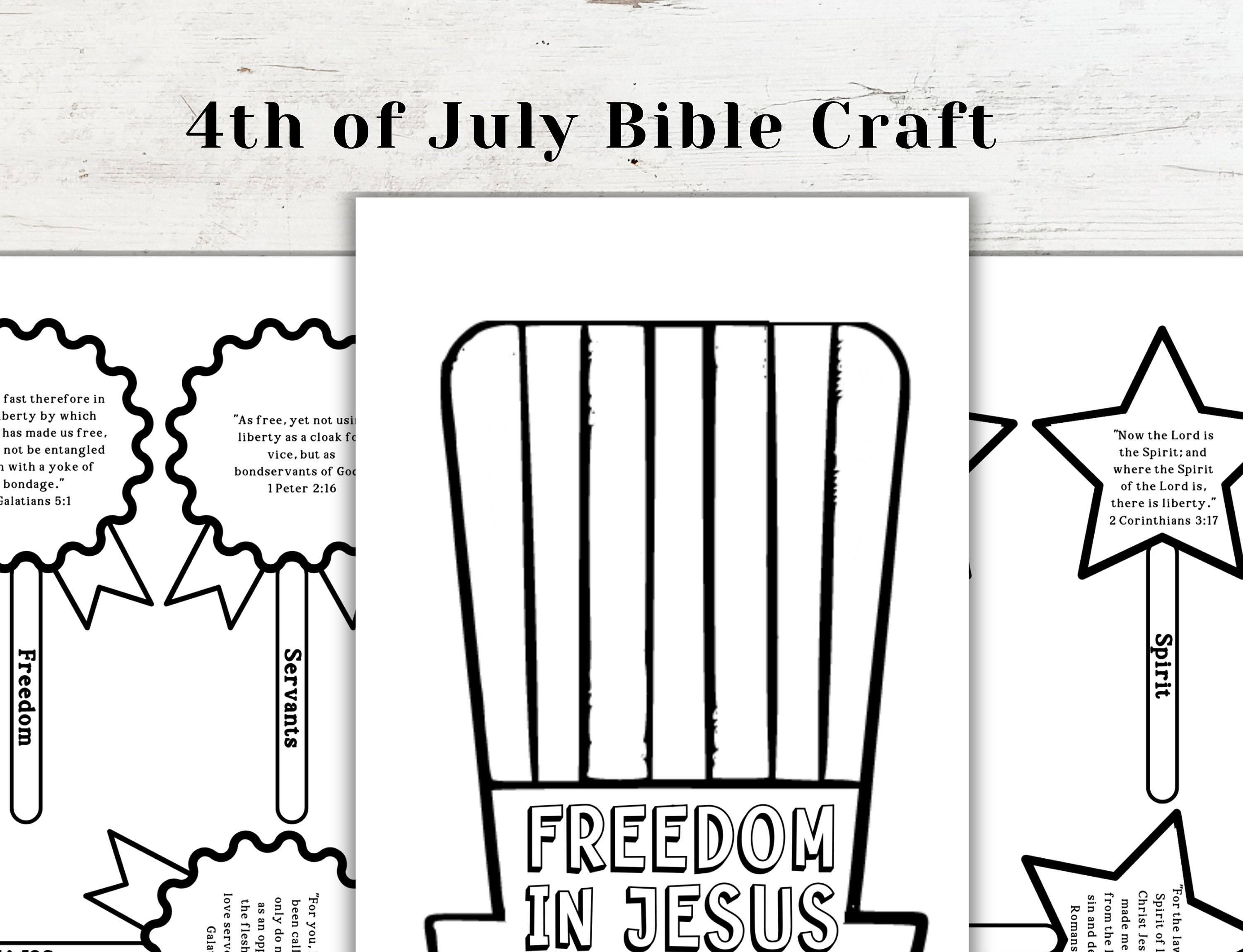 Freedom in Jesus Hat 4th of July Sunday School Bible Craft, Bible ...