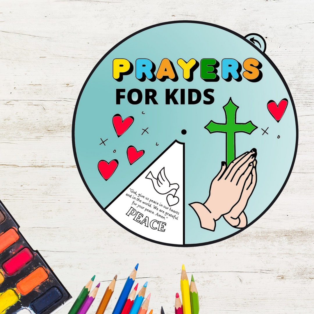 Prayers for Kids Coloring Wheel Bible Activity Sunday School, Coloring ...