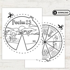 Psalm 23 Coloring Wheel, Jesus Coloring Wheel, Printable Bible Activity ...