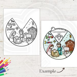 The Birth of Jesus Coloring Wheel, Nativity Story Coloring Wheel ...