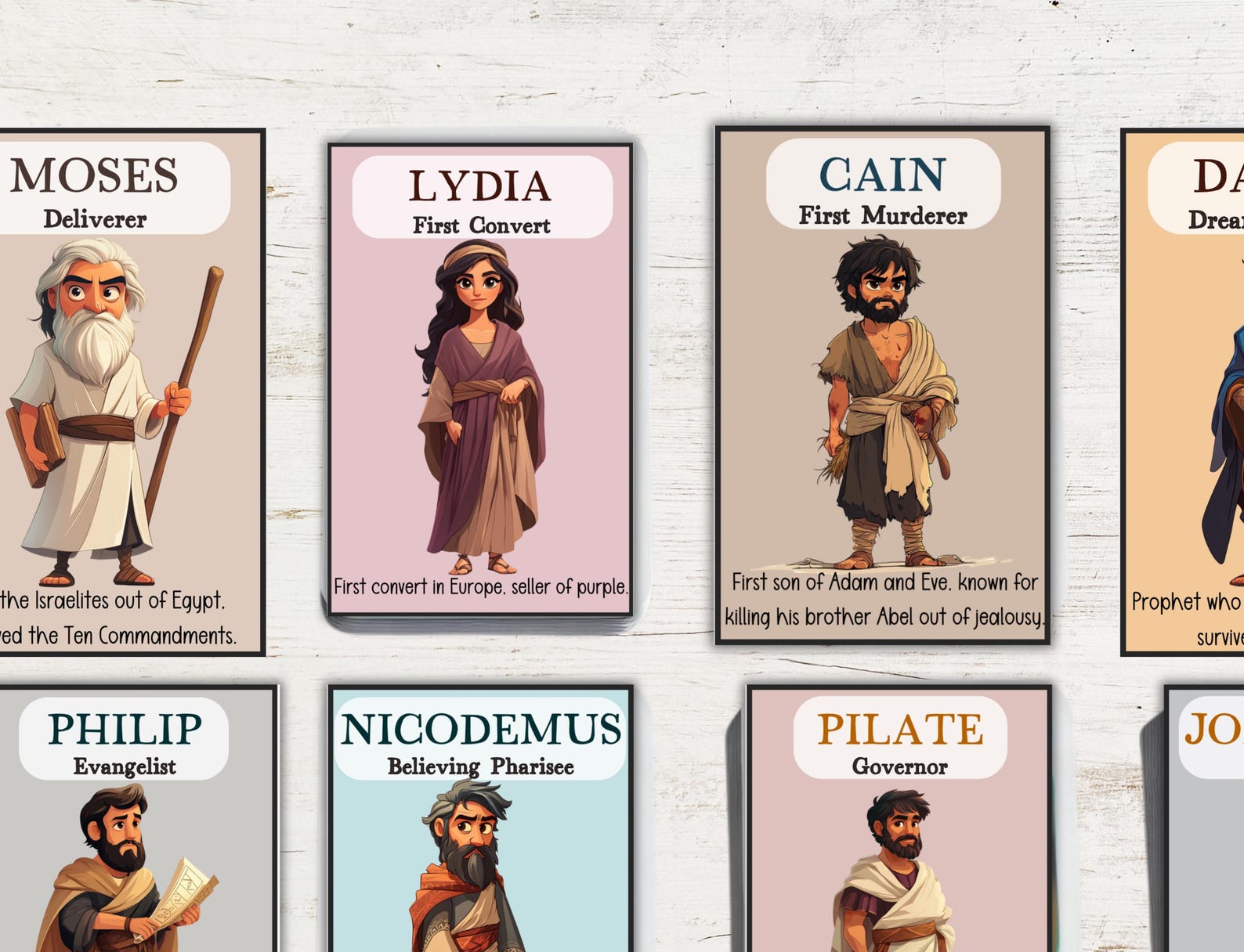 100 Bible Character Educational Cards, Activity for Kids, Christian ...