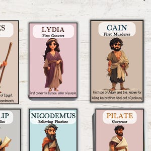 100 Bible Character Educational Cards, Activity for Kids, Christian ...