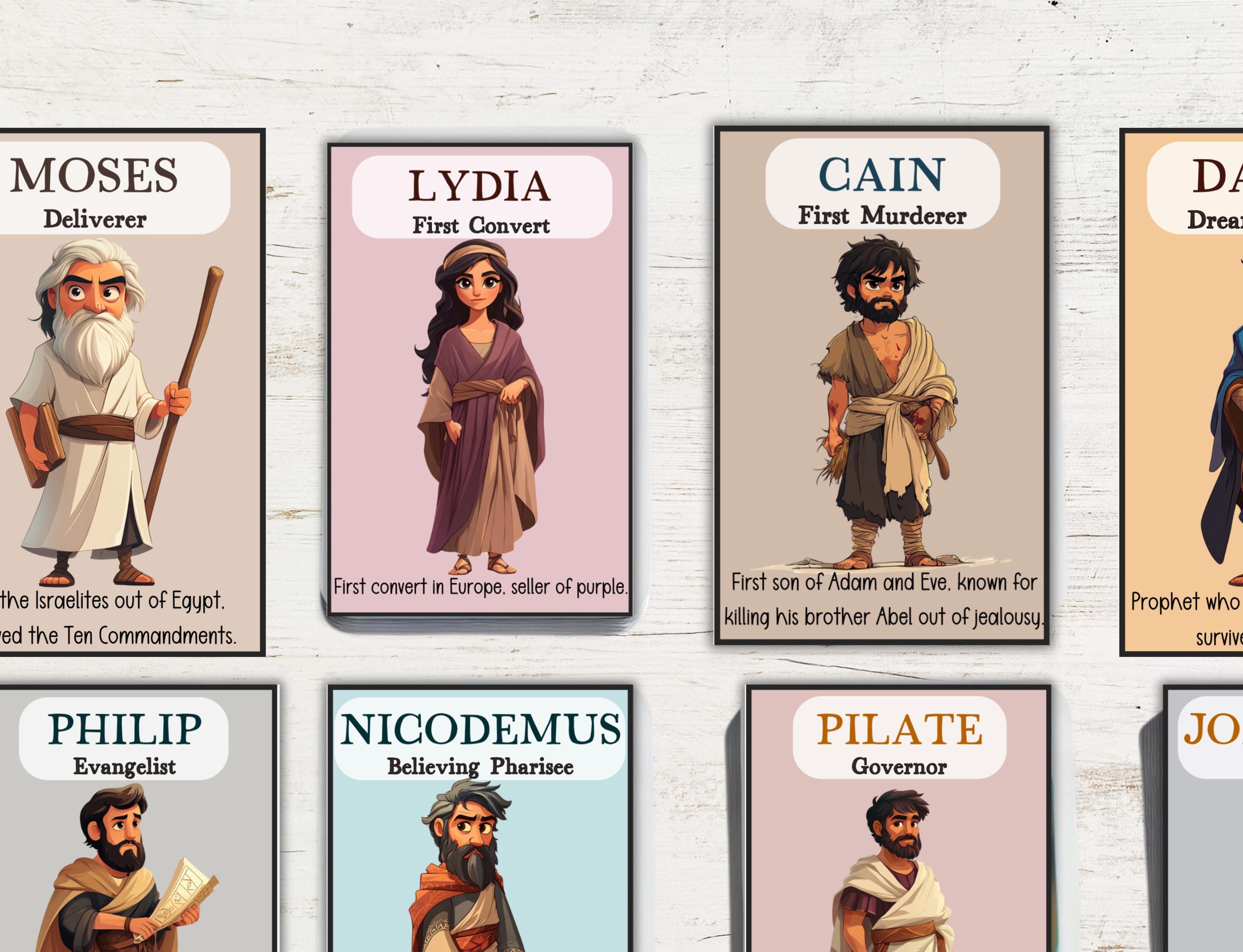 100 tarjetas educativas de personajes bíblicos, actividad para niños ...