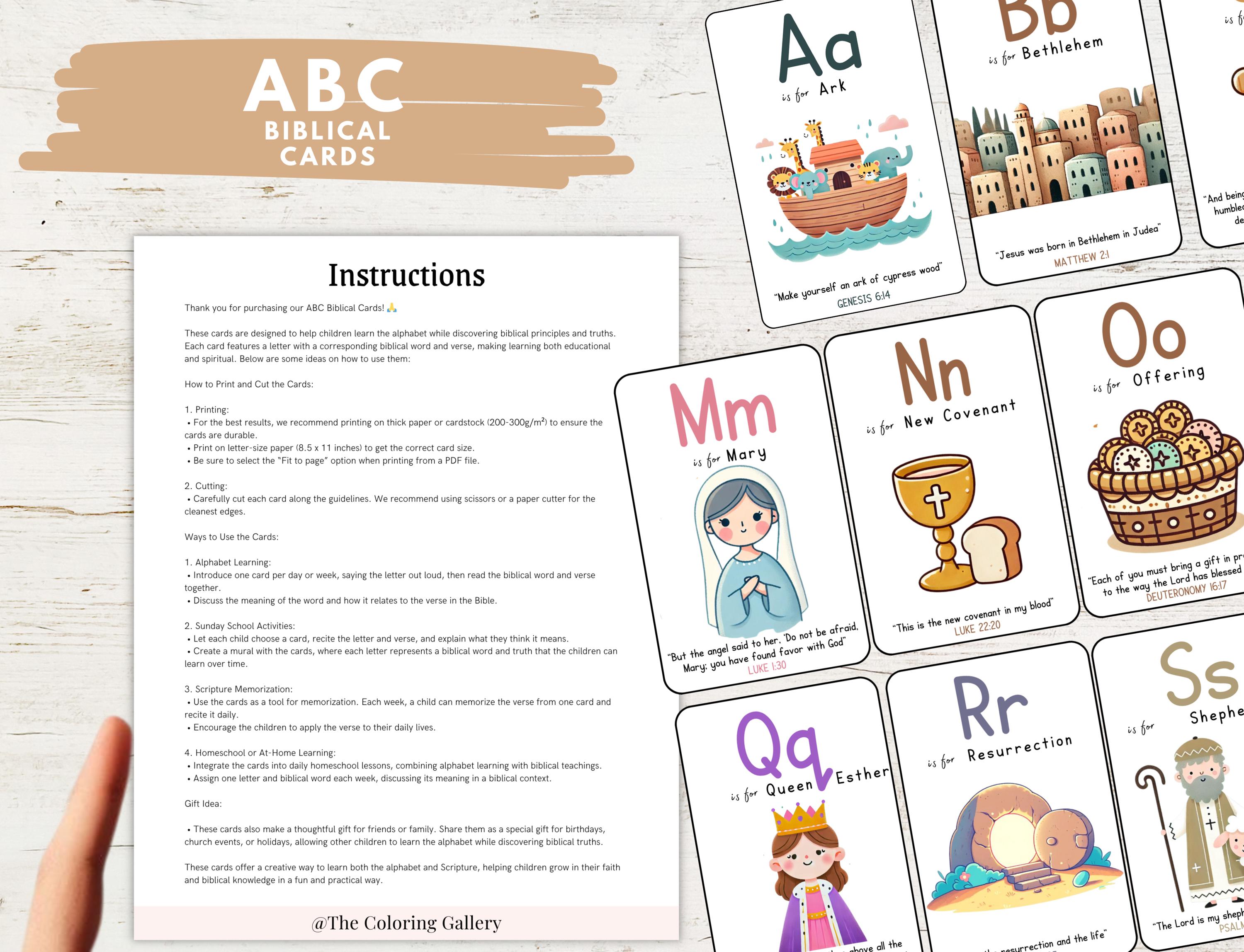 ABC Bible Scripture Flash Cards | Christian Alphabet Card Set | Kids ...