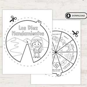 Ten Commandments Coloring Wheel SPANISH | Bible Story Wheel | Printable ...