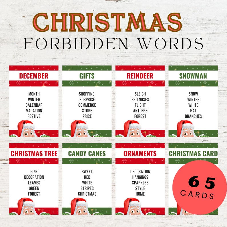 Christmas Forbidden Words Forbidden Words Christmas Party Games ...