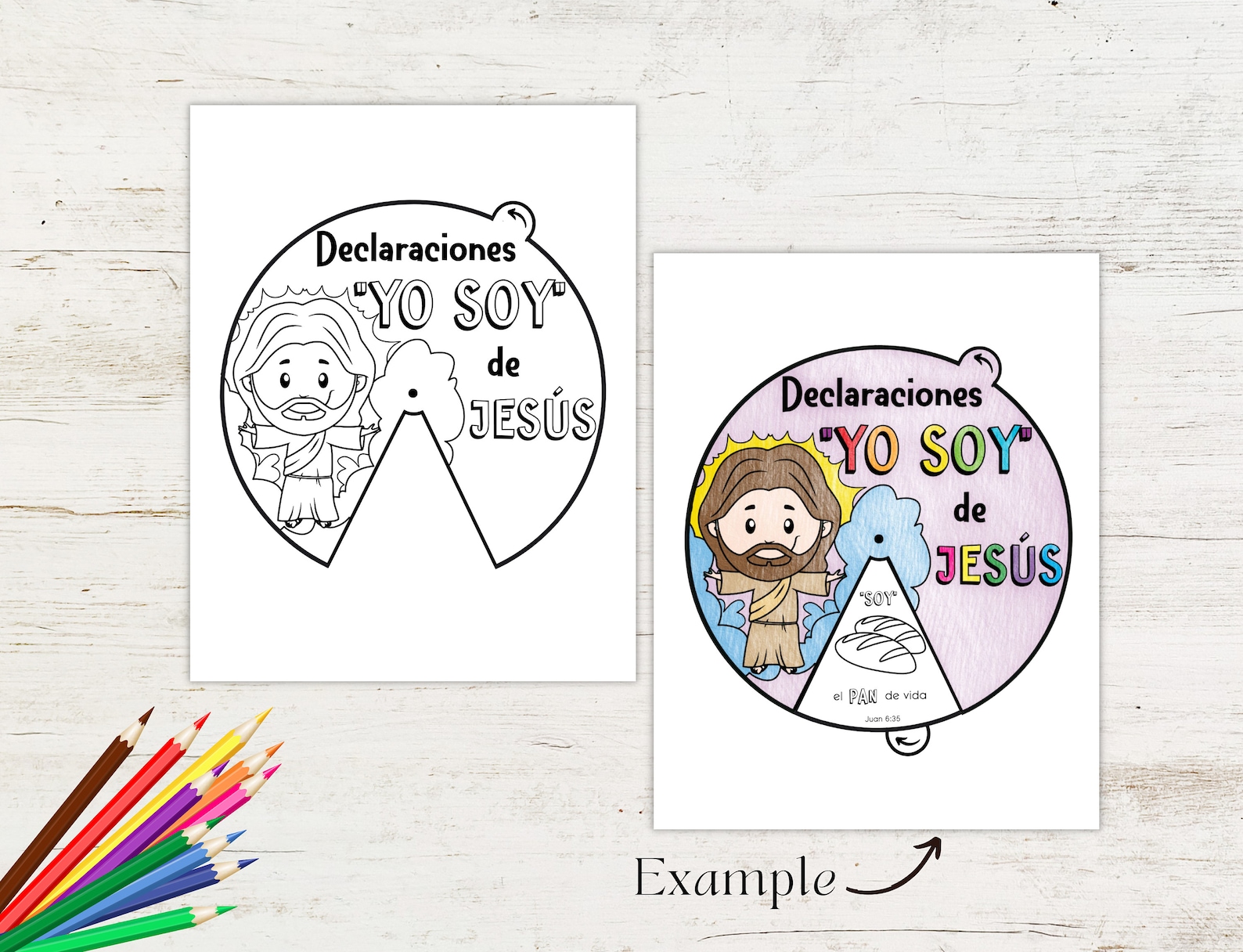 I Am Statements of Jesus Coloring Wheel IN SPANISH| Printable Bible ...