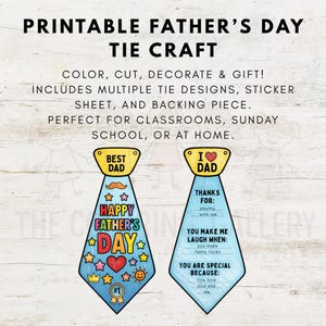 Father’s Day Tie Craft for Dad, Printable Gift for Kids, Bible Sunday ...