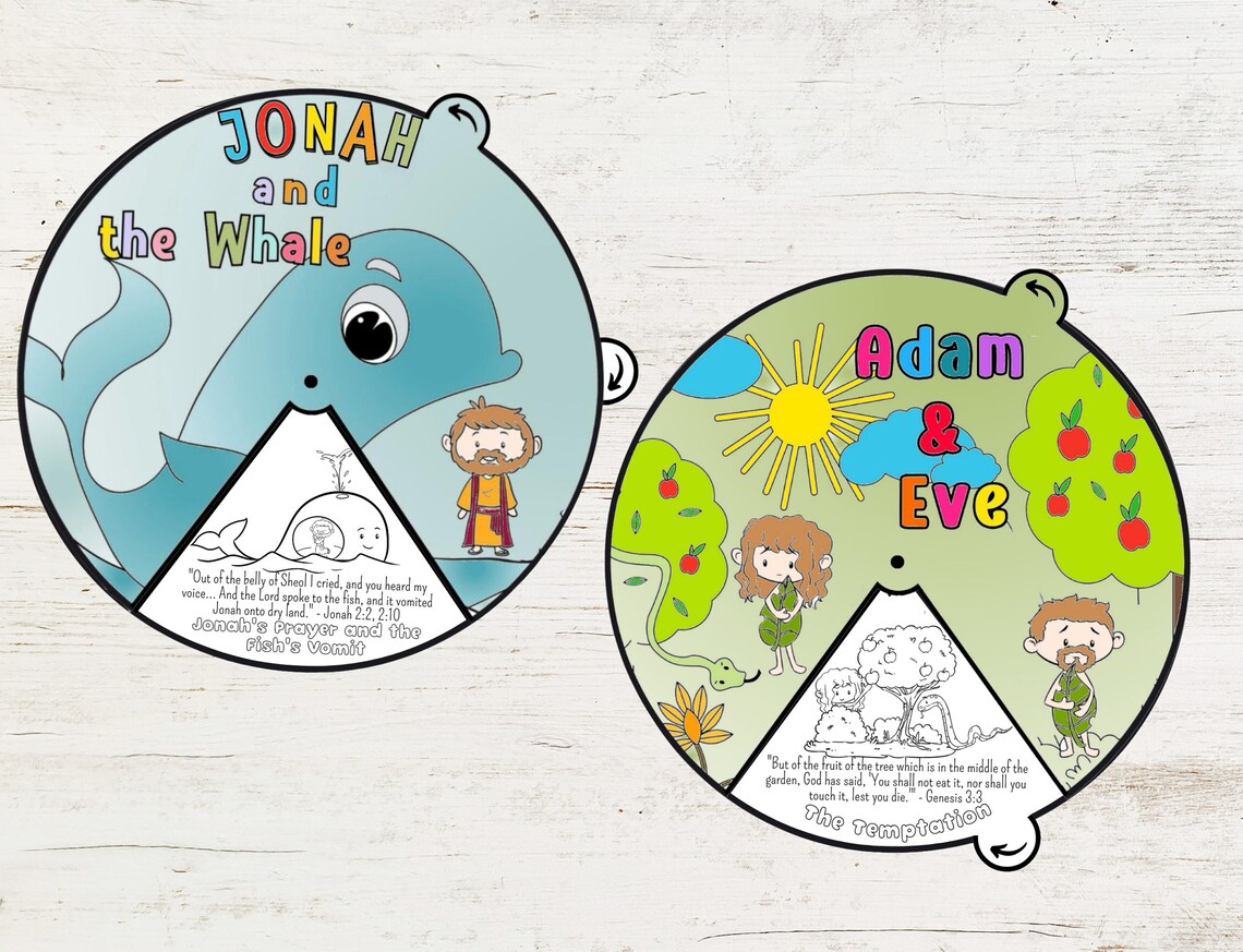 Coloring Wheel Bundle, Sunday School, Biblical Story, Coloring Wheel ...