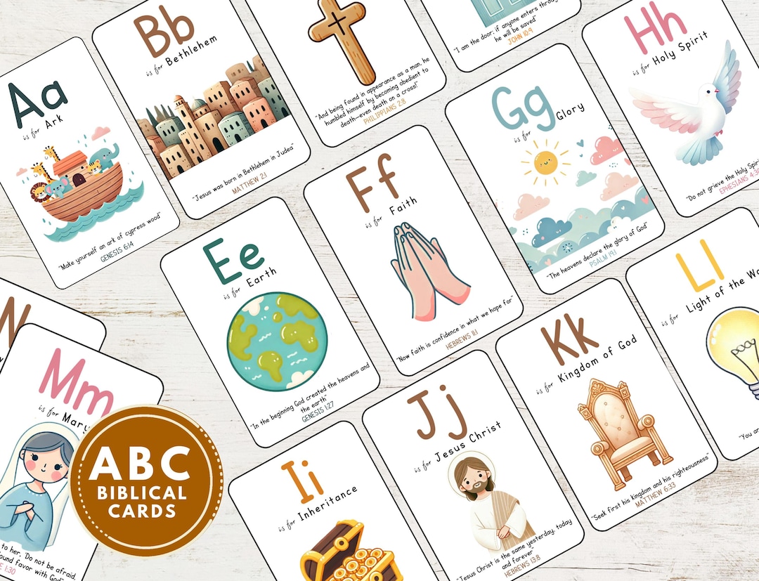 ABC Bible Scripture Flash Cards | Christian Alphabet Card Set | Kids ...