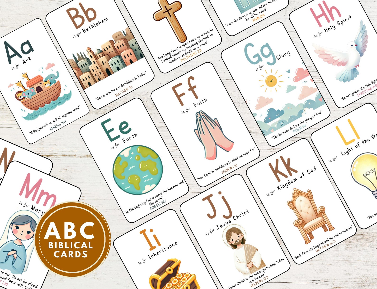 ABC Bible Scripture Flash Cards | Christian Alphabet Card Set | Kids ...