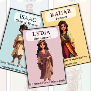 100 Bible Character Educational Cards, Activity for Kids, Christian ...