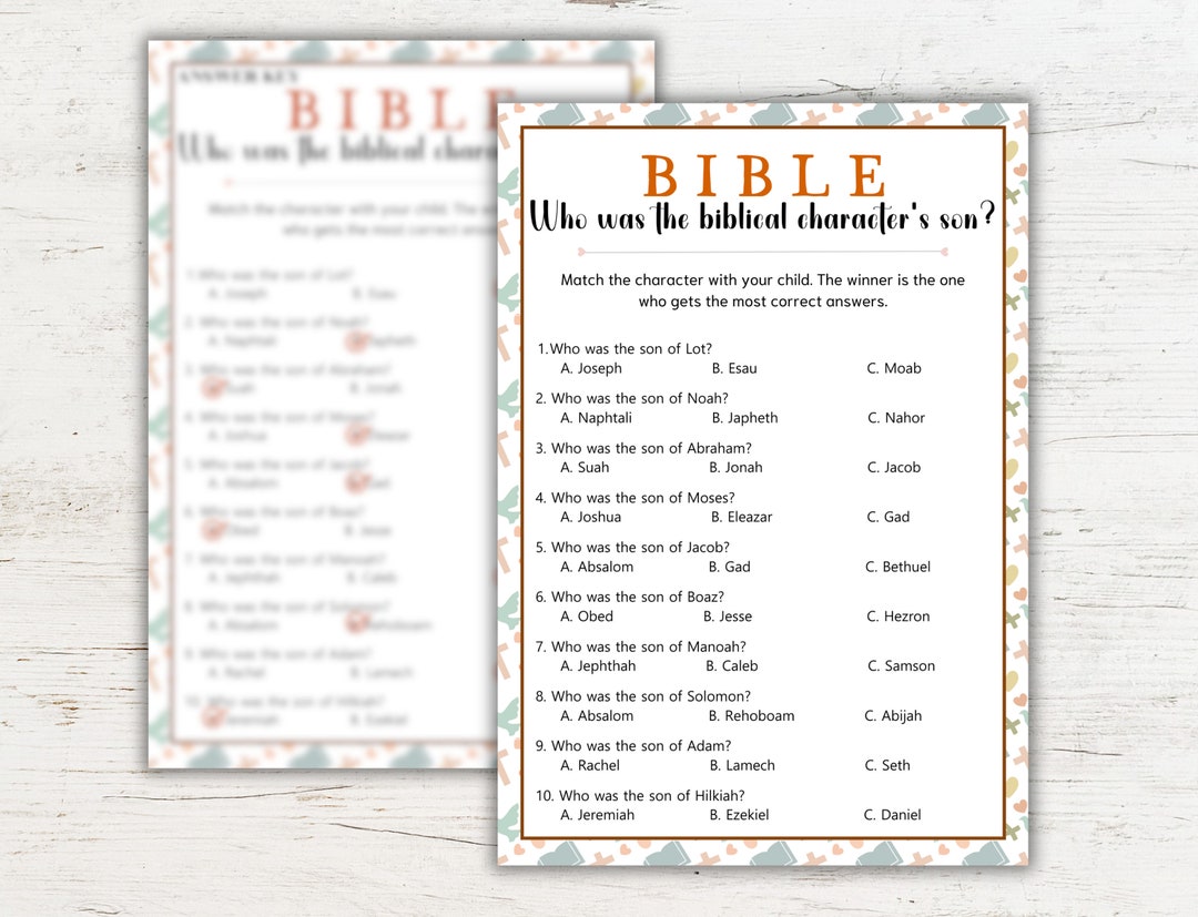 Bible Games, Who Was the Biblical Character's Son Game, Bible Games for ...