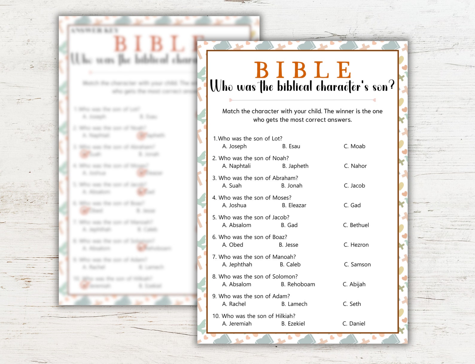 Bible Games, Who Was the Biblical Character's Son Game, Bible Games for ...