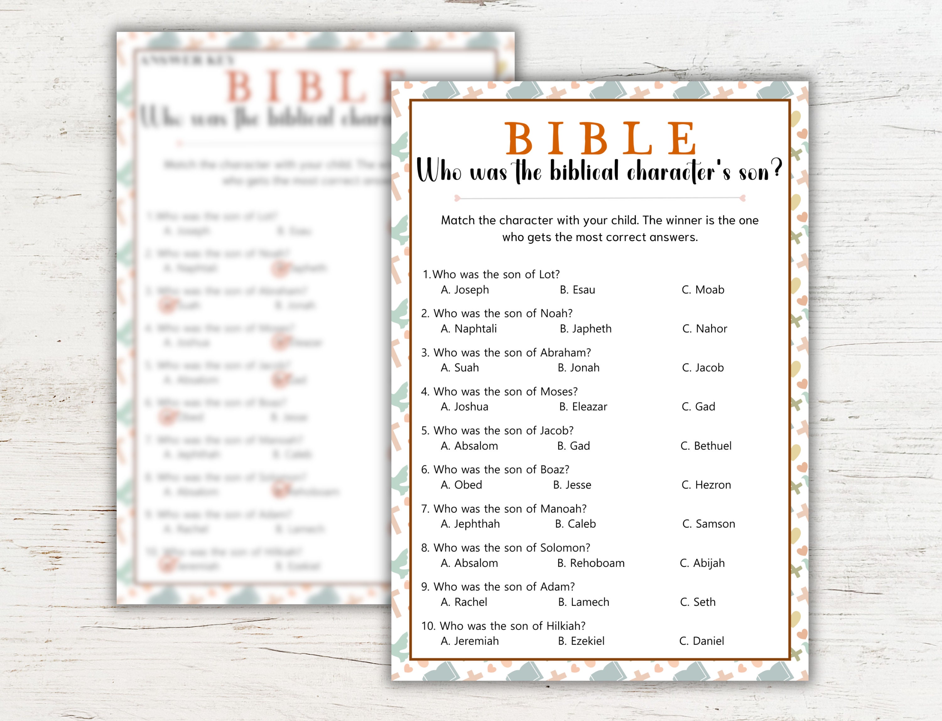 Bible Games, Who Was the Biblical Character's Son Game, Bible Games for ...