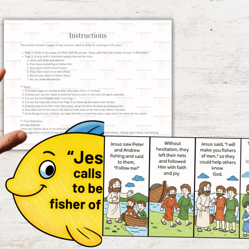 Fisher of Men Craft, Bible Story Activity for Kids, Jesus Calls Peter ...