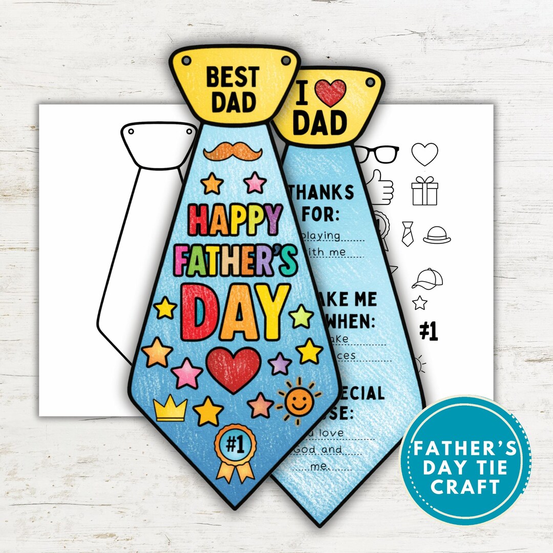 Father’s Day Tie Craft for Dad, Printable Gift for Kids, Bible Sunday ...