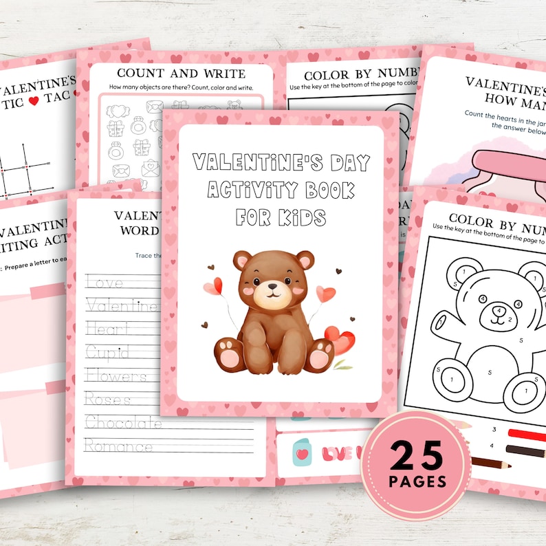 25 Printable Valentine's Day Kid's Activities Valentine's Day Bundle ...
