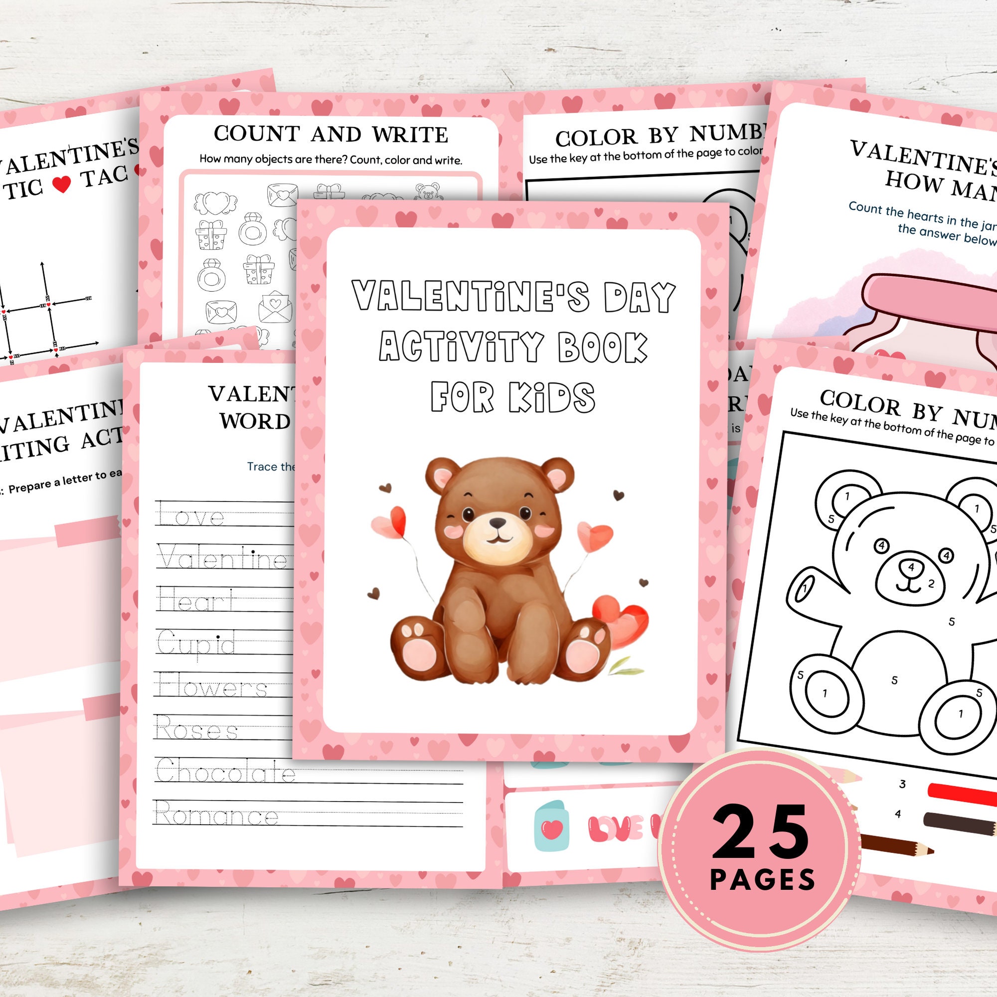 25 Printable Valentine's Day Kid's Activities Valentine's Day Bundle ...