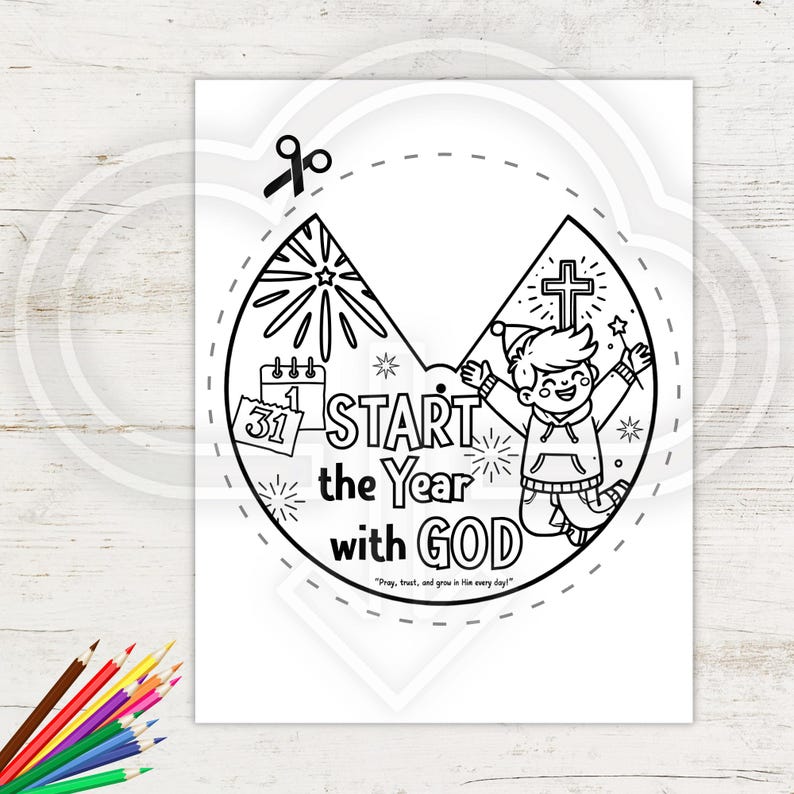 Start the Year With God Coloring Wheel | Christian New Year’s Craft for ...