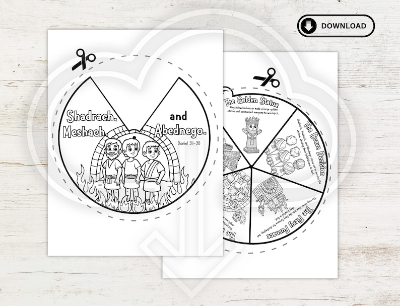 Shadrach, Meshach and Abednego Coloring Wheel | Bible Story Activity ...