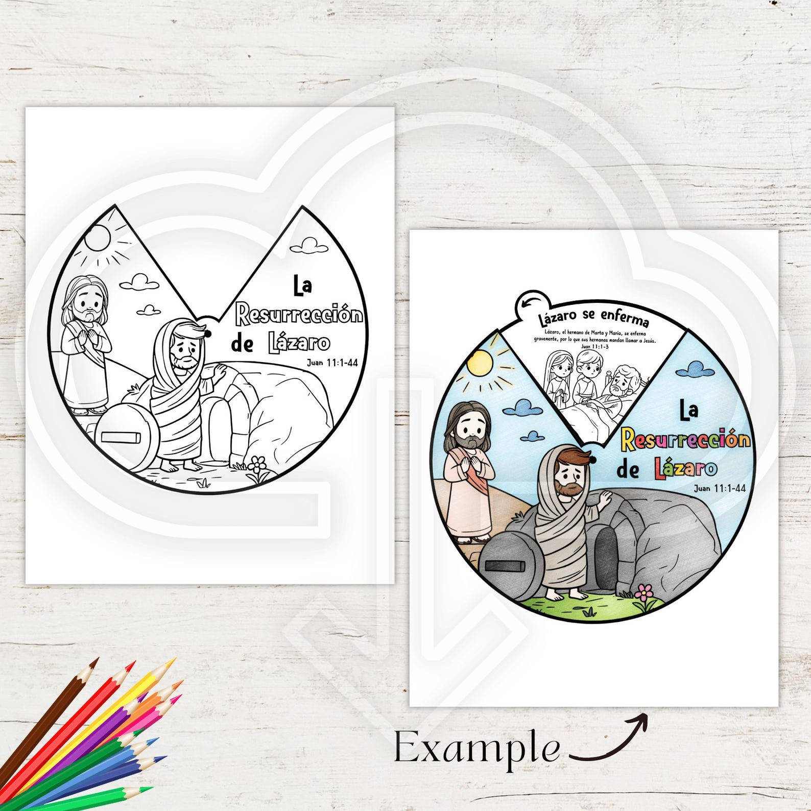 The Resurrection of Lazarus IN SPANISH - Coloring Wheel | Bible Story ...