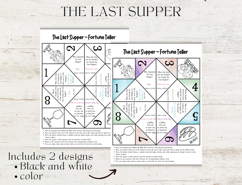 The Last Supper Holy Week Easter Story Paper Fortune Teller Cootie ...