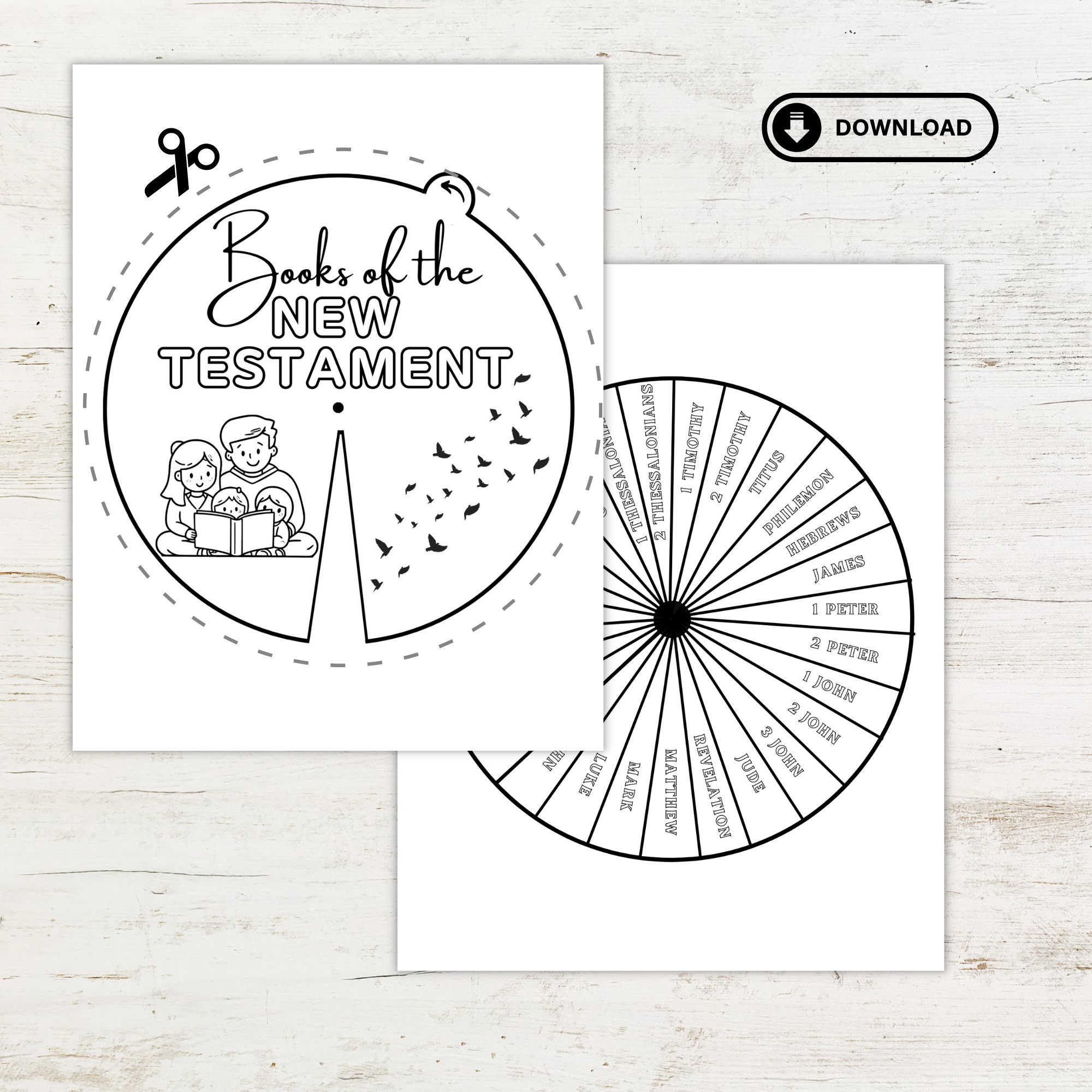 Old & New Testament Coloring Wheel Books of the Bible Printable Bible ...