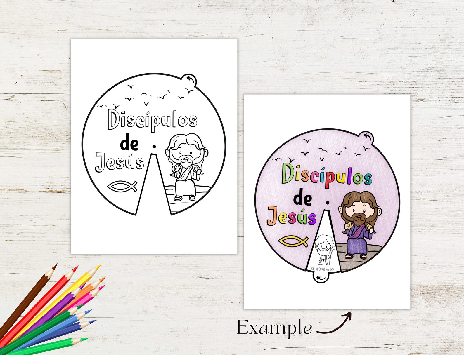 Disciples of Jesus Coloring Wheel IN SPANISH, Jesus Coloring Wheel ...