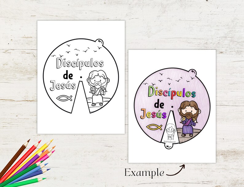 Disciples of Jesus Coloring Wheel IN SPANISH, Jesus Coloring Wheel ...
