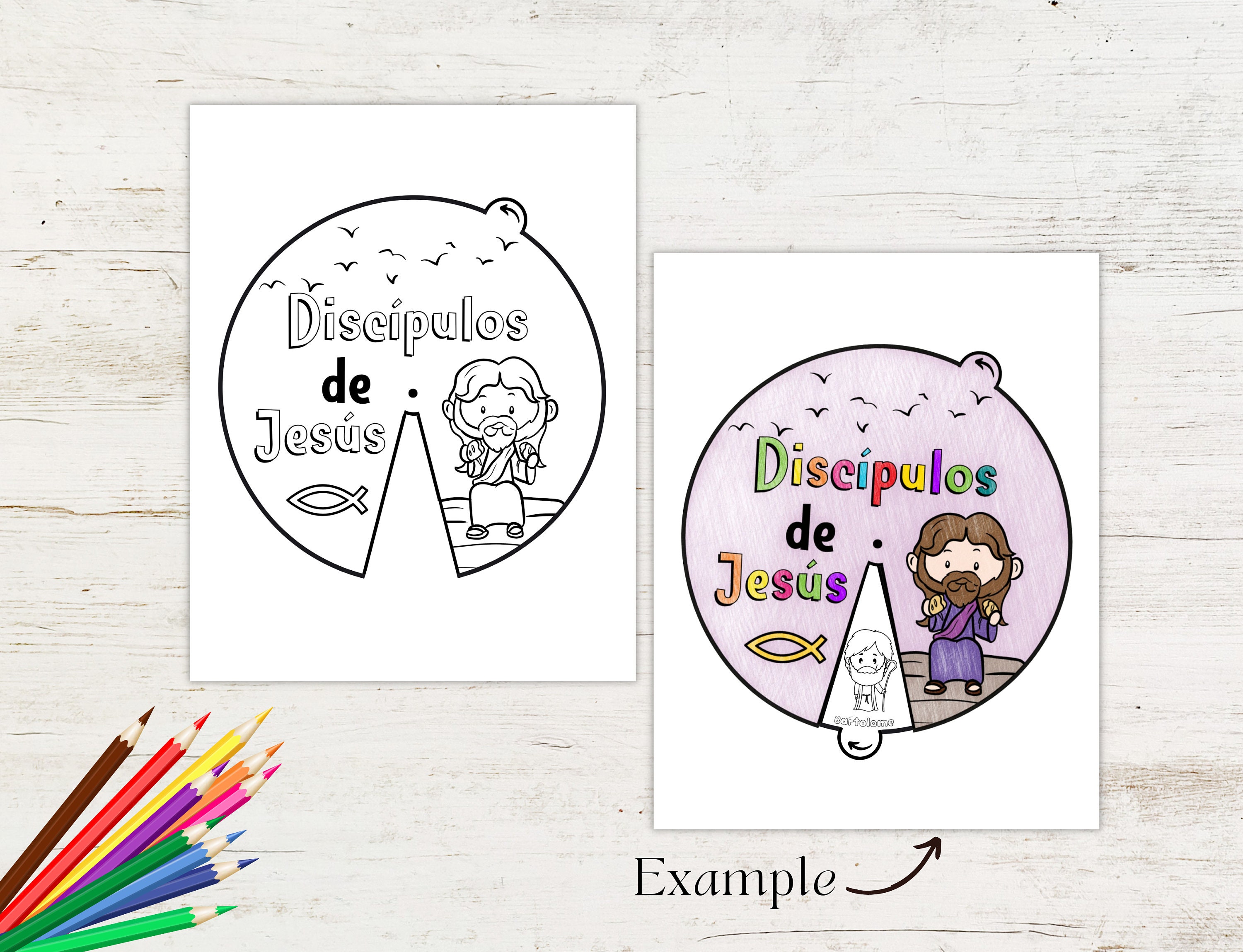 Disciples of Jesus Coloring Wheel IN SPANISH, Jesus Coloring Wheel ...