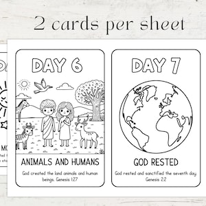 7 Days of Creation Educational Cards, Activity for Kids, Christian ...