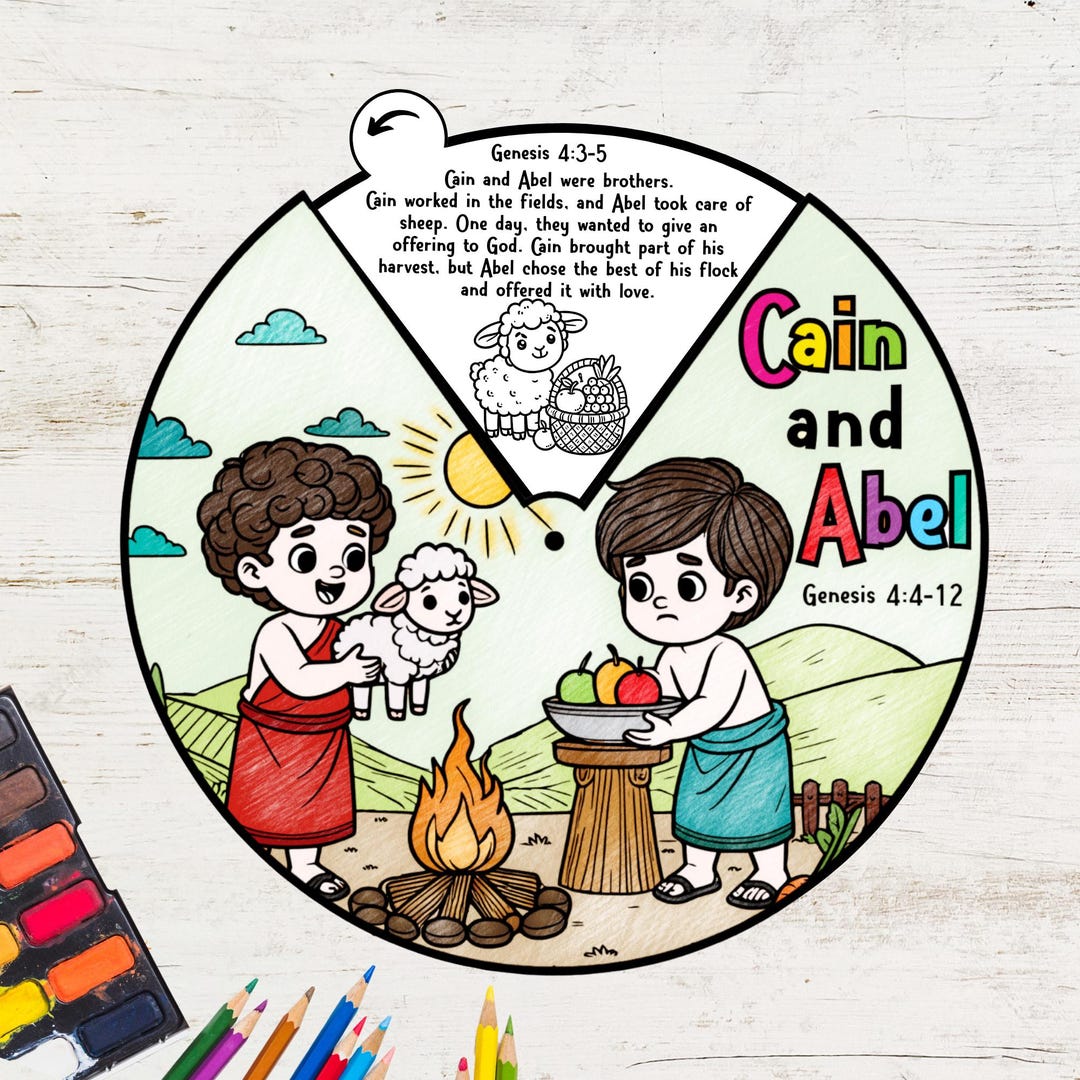 Cain and Abel Coloring Wheel | Bible Story Activity for Kids ...