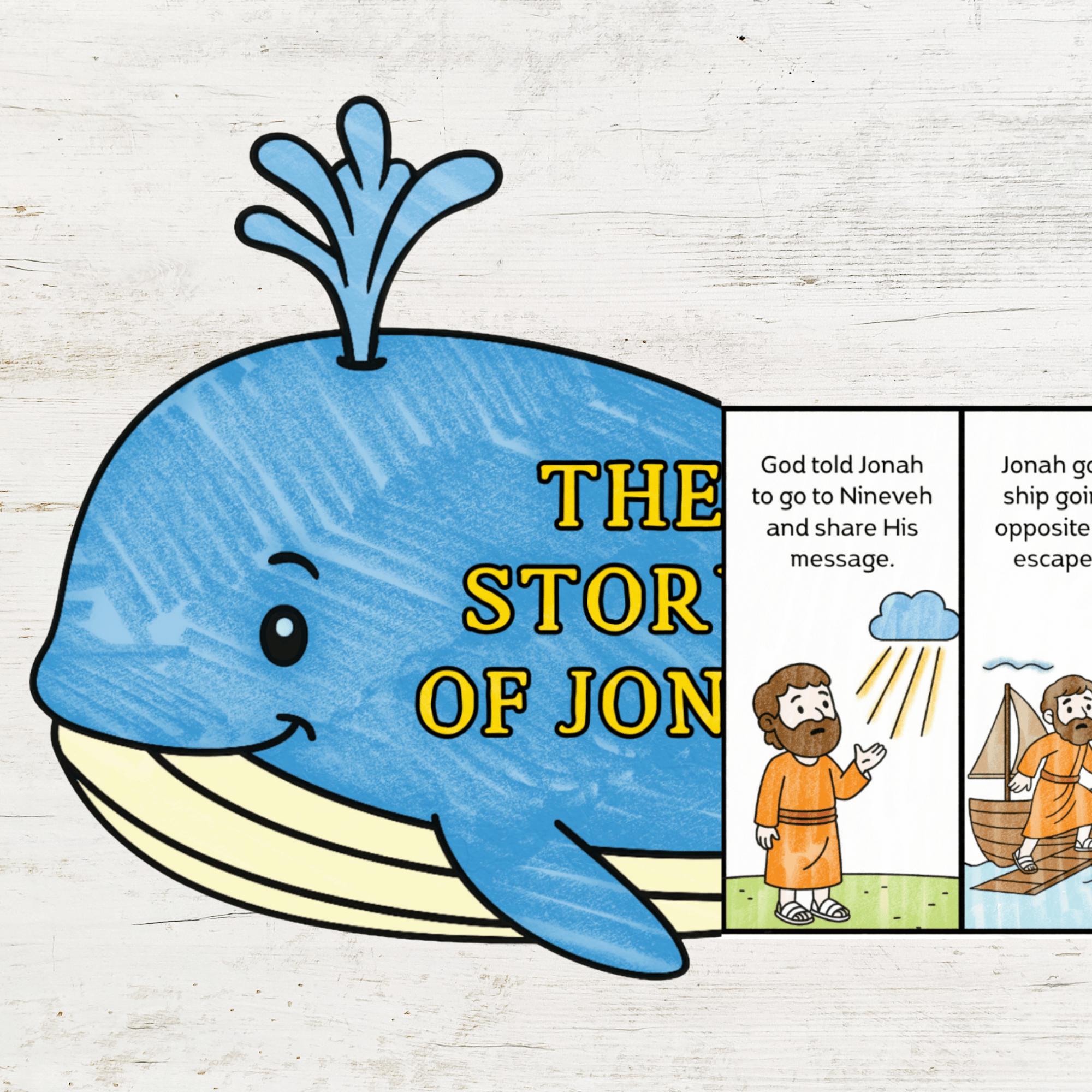 Jonah and the Whale Craft, Bible Story Activity for Kids, Sunday School ...