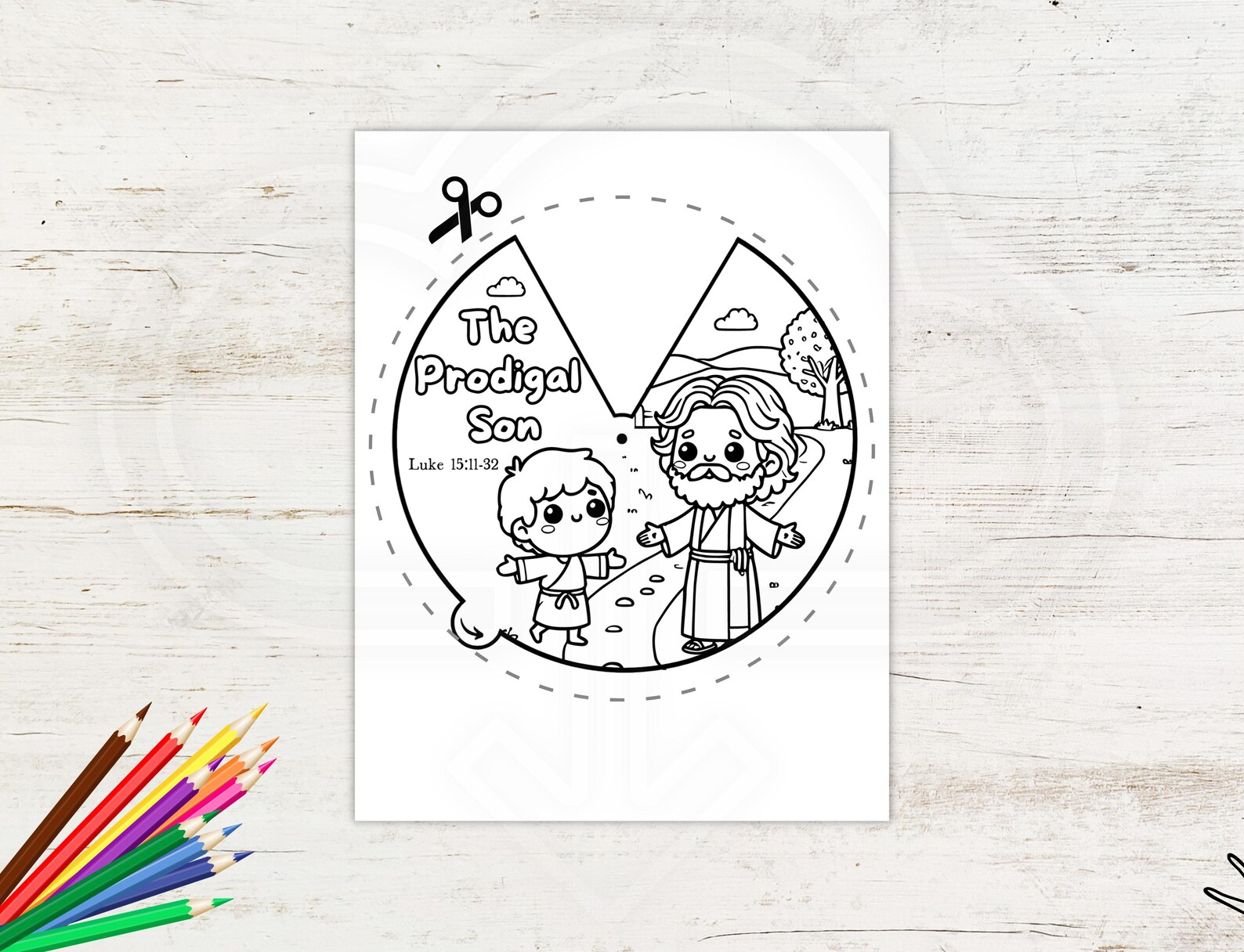 The Prodigal Son Coloring Wheel, Coloring Wheel, Printable Bible ...