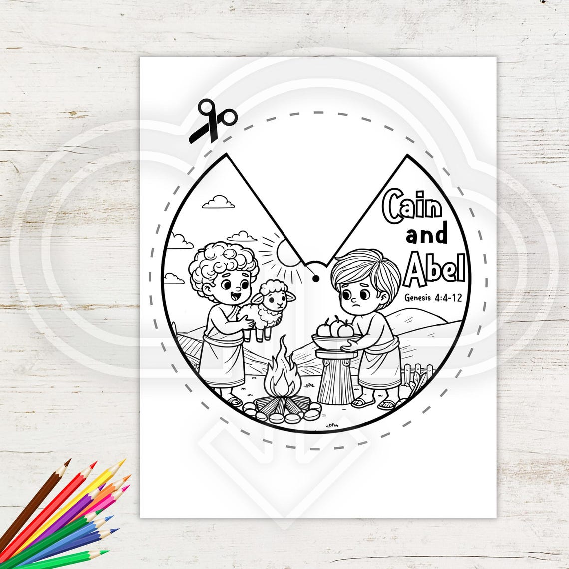 Cain and Abel Coloring Wheel | Bible Story Activity for Kids ...