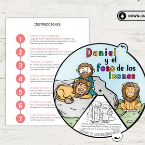Daniel and the Lions Den Coloring Wheel IN SPANISH| Bible Story Wheel ...